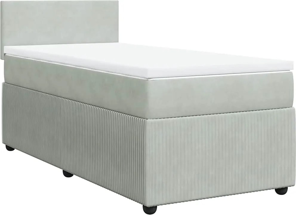 Box spring postel s matrací světle šedá 90x190 cm samet 3289908