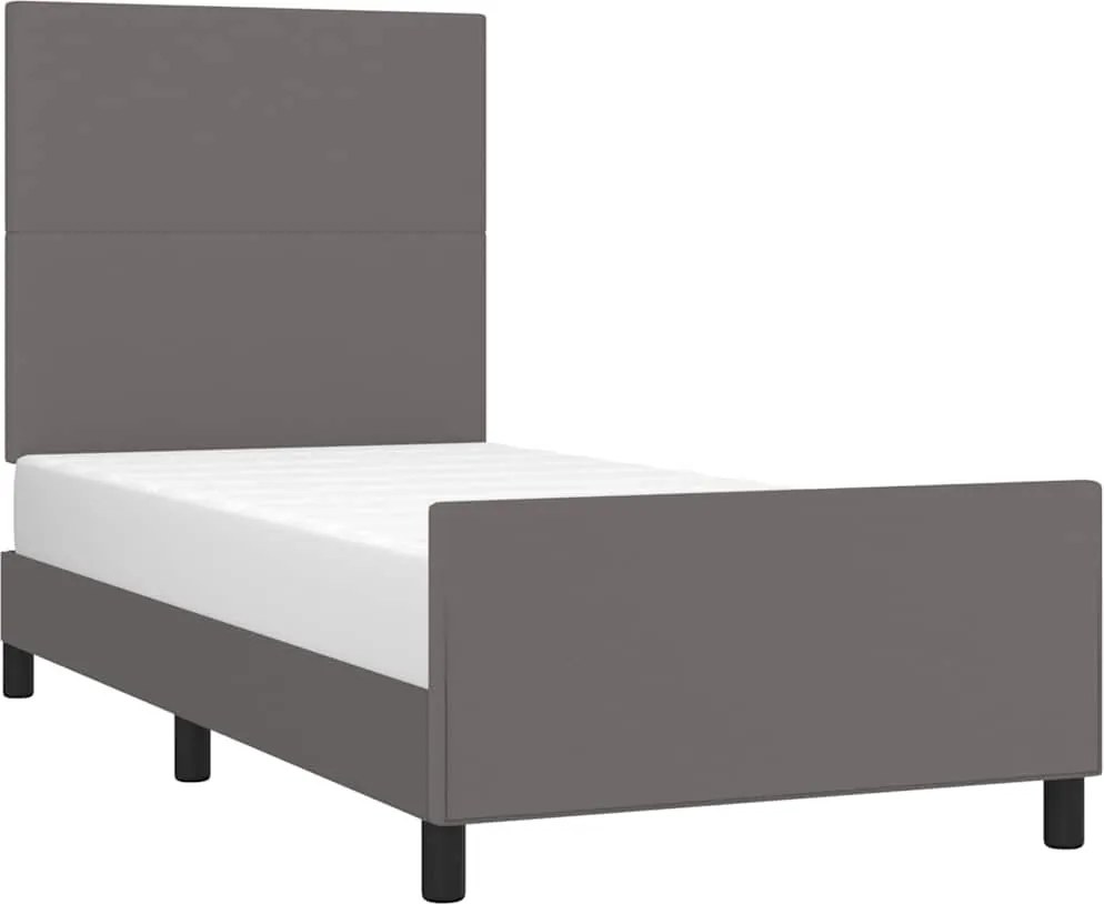 Rám postele s čelem šedý 80 x 200 cm umělá kůže 3125419