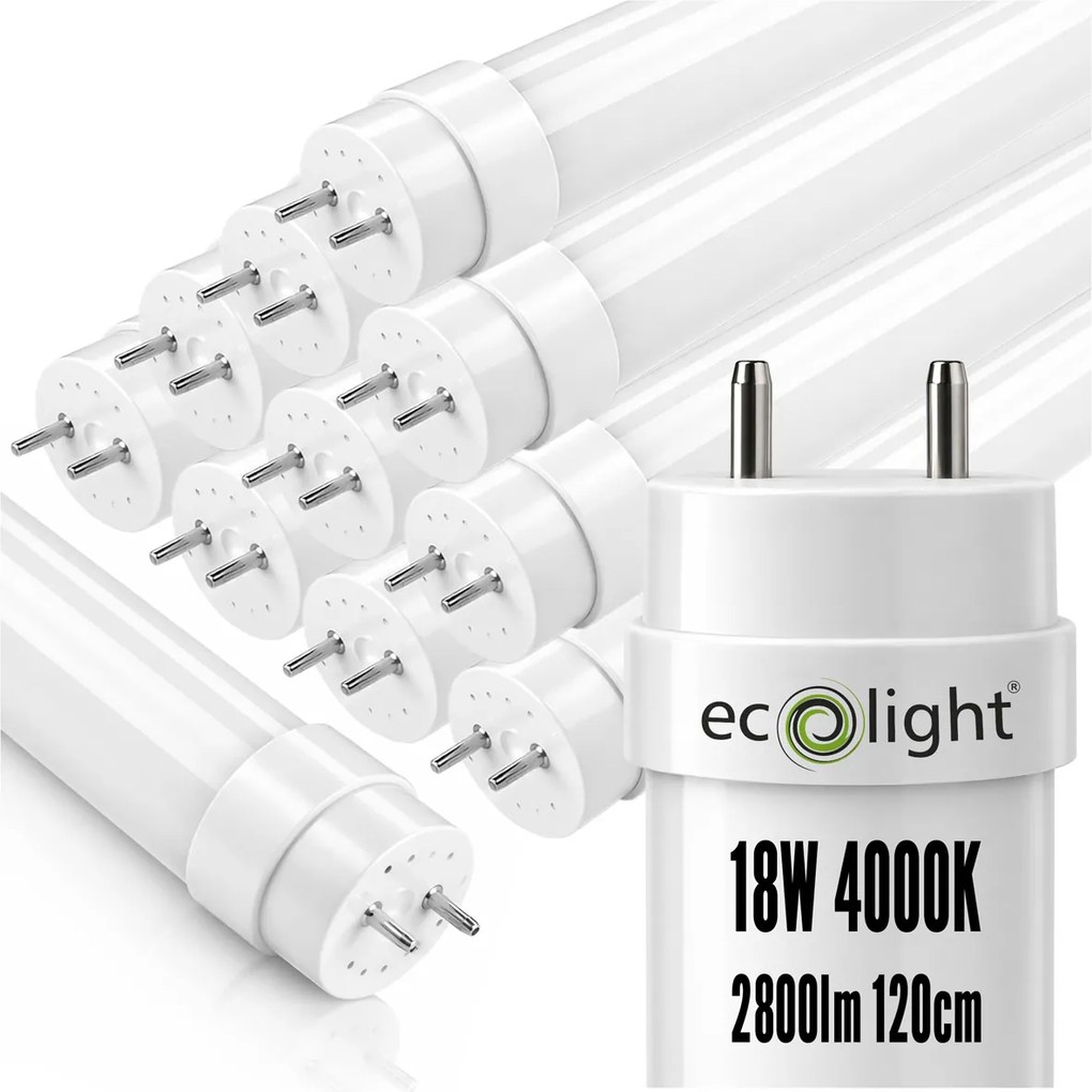 ECOLIGHT SADA 10x LED trubice 120cm 18W 2880lm 4000K