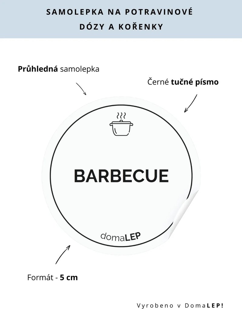 Samolepka na kořenky BARBECUE průhledná 5 cm tučné písmo