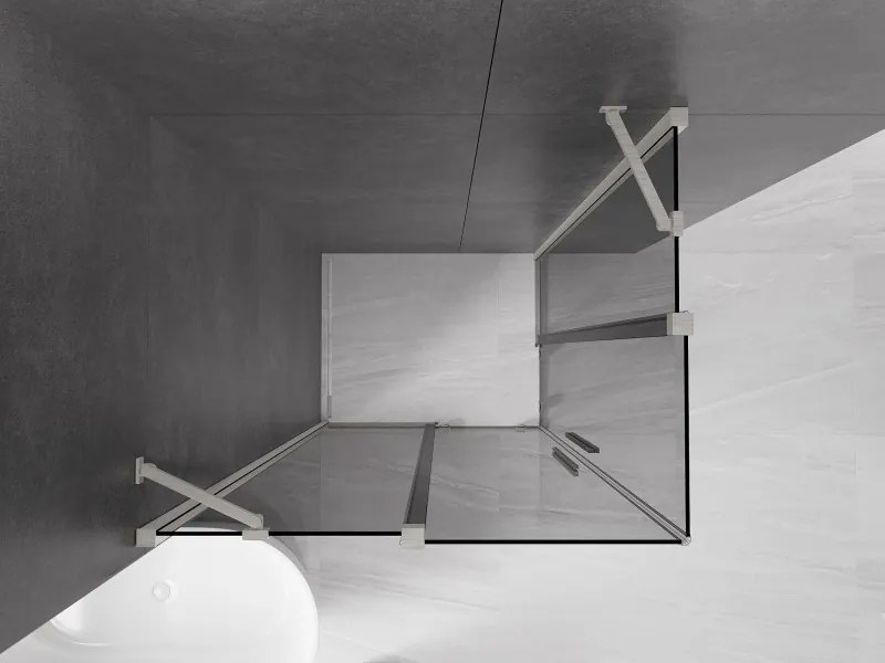 Mexen Velar Duo, sprchový kout s posuvnými dveřmi 90 x 80 cm, 8mm šedé sklo, broušená ocel, 871-090-080-42-97