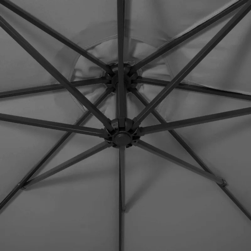 Zahradní slunečník s led osvětlením 290 cm, šedý SPRINGOS ATENA GU0046