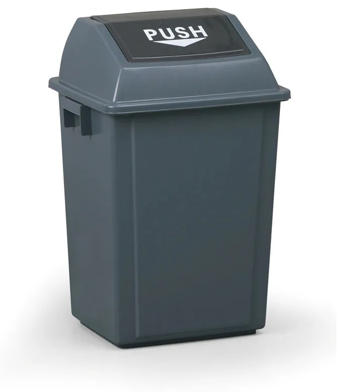 Kancelářský plastový koš na odpadky, 40 l, 400 x 320 x 610 mm, šedý