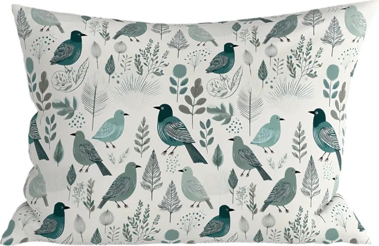 Polybavlněný povlak na polštář LEAFBIRD POLY 50x70 cm, bílo-zelený
