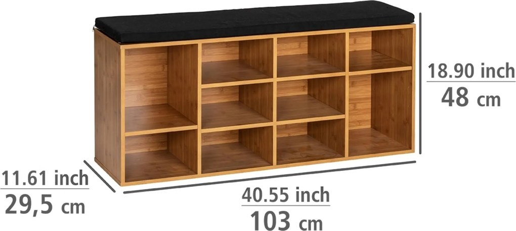 Botník se sedákem z černé látky LOFT, hnědá, Wenko