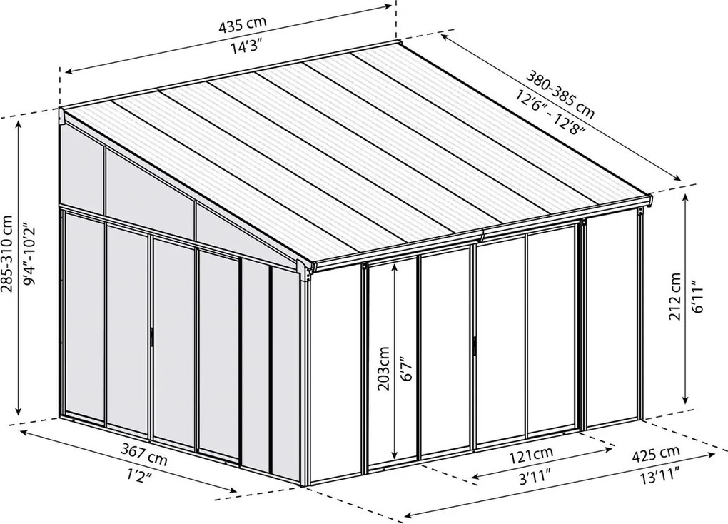 Palram - Canopia Torino 4 x 4,25 antracit - zimní zahrada