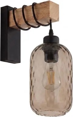 BRILAGI - Nástěnné svítidlo WOOD GLASS 1xE27/60W/230V borovice/černá/kouř hnědá