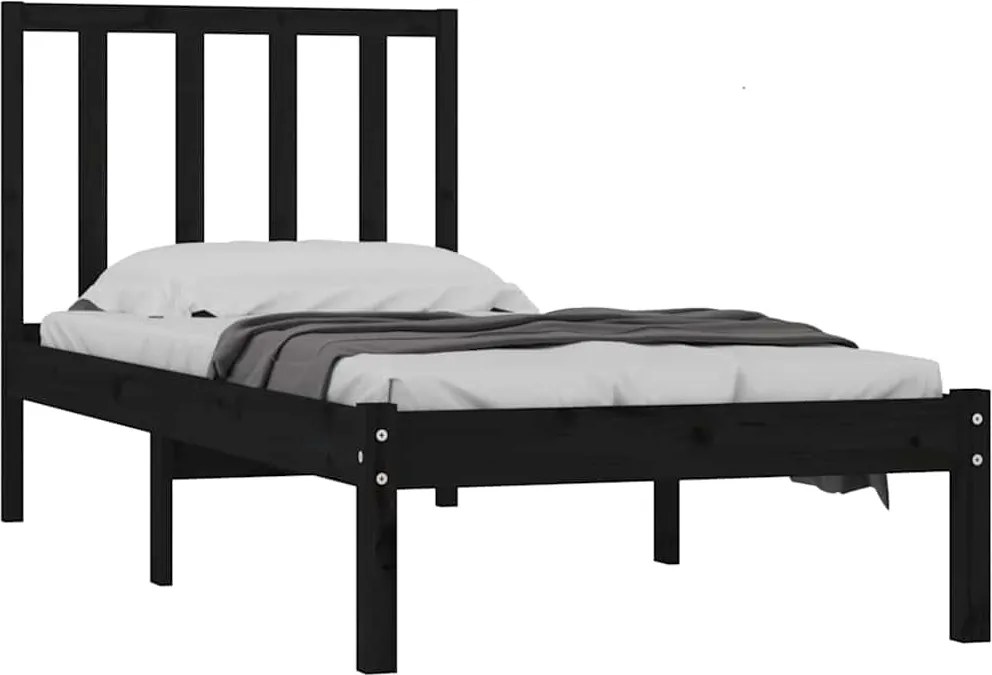 Rám postele černý masivní borovice 75 x 190 cm malé jednolůžko 3105100