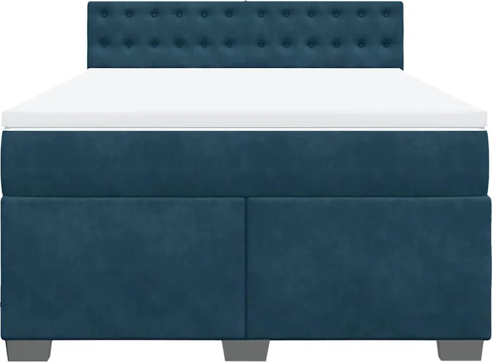 Box spring postel s matrací modrá 160 x 200 cm samet 3286370