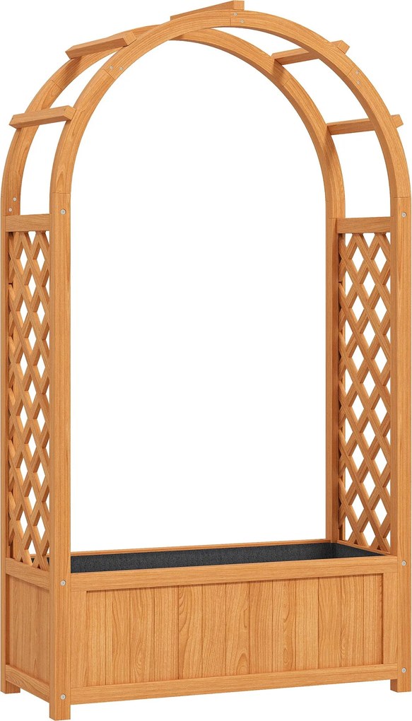 Outsunny Zahradní vyvýšený záhon s treláží a obloukovou střechou, dřevěný kryt vyvýšeného záhonu 83x36x145cm pro zahradní balkon a terasu, květinový …