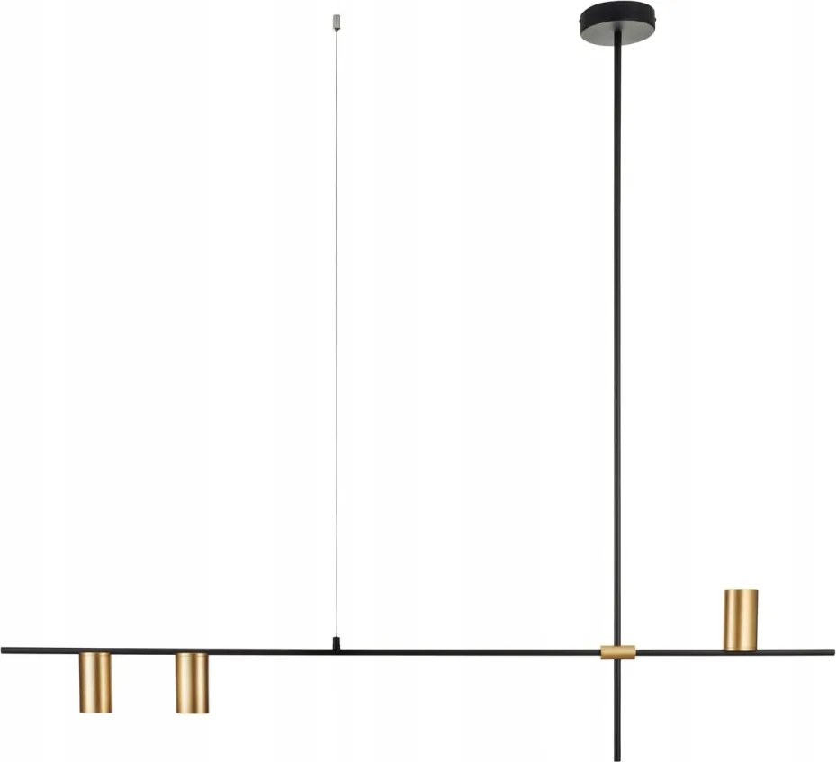Závěsná lampa Lungo černo zlatá 135 cm