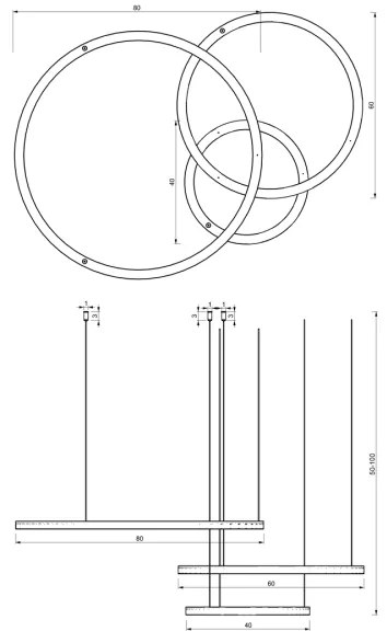 LED Lustr na lanku GALAXIA LED/85W/230V zlatá