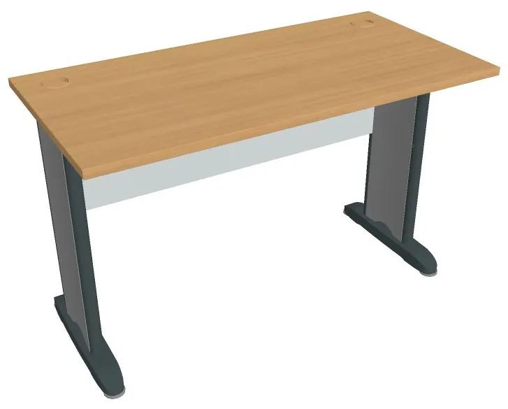 Stůl pracovní rovný 120 cm hl. 60 cm - Hobis Cross CE 1200 Dekor stolové desky: buk, Dekor lamino podnože: šedá, Barva nohou: černá