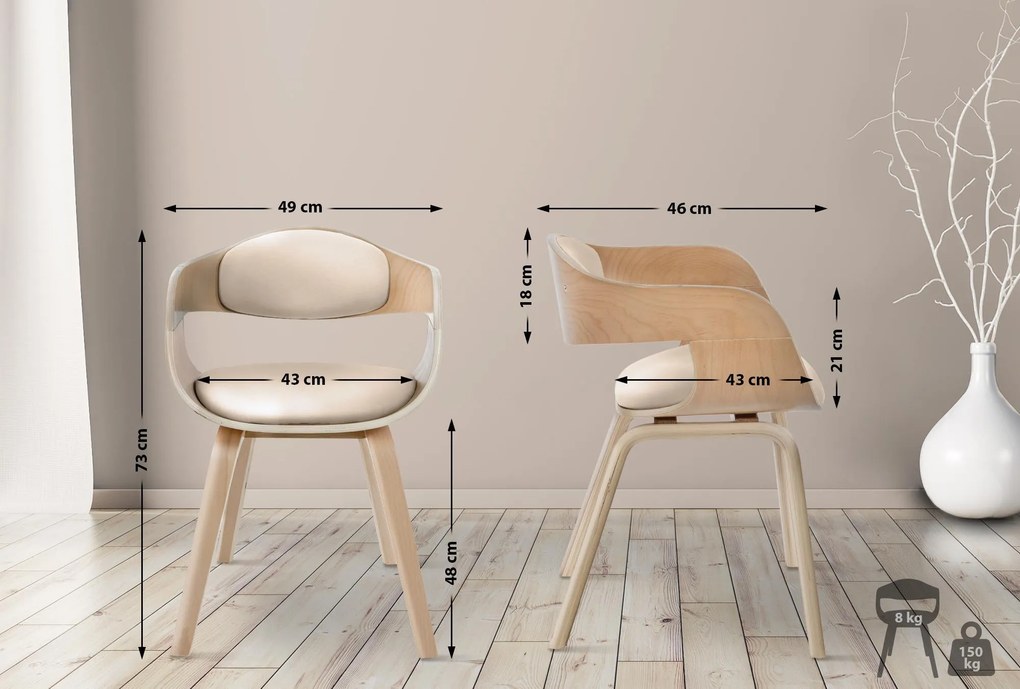 Sada 2 ks židle Kingston umělá kůže – přírodní/krémová