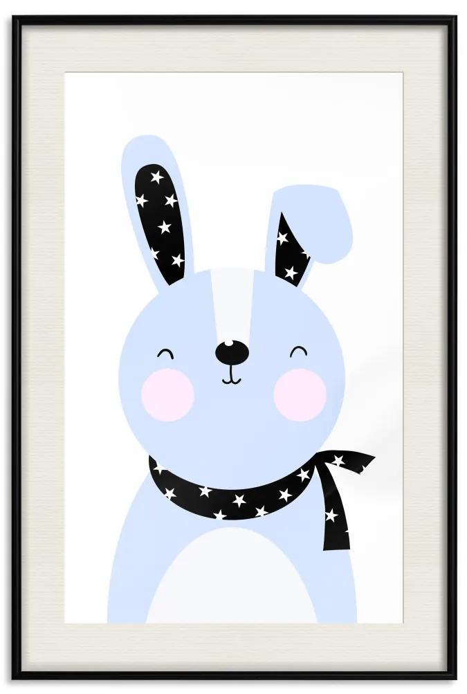 Plakát Statečný králík - vtipný králíček se černou mašlí na světlém pozadí