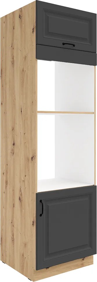 STILO gr | vysoká skříňka 60 DPM-210 2F na vestavnou troubu a mikrovlnku | 60 cm | UNI dvířka | artisan/grafit