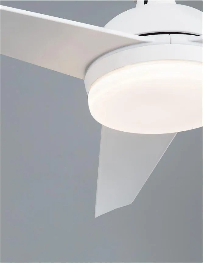NV 9953198 Stropní ventilátor se světlem FLOW matná bílá ocel a sklo bílá 5ti rychlostní dálkové ovládání 37W LED 3000K - NOVA LUCE