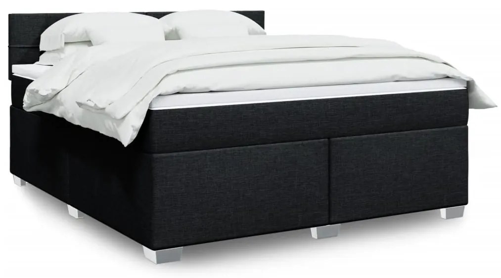 Box spring postel s matrací černá 180x200 cm textil 3288269