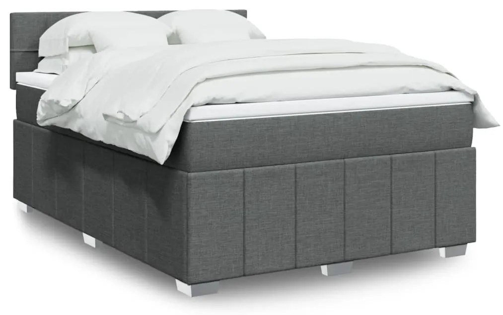 Box spring postel s matrací tmavě šedý 140 x 190 cm textil 3287064