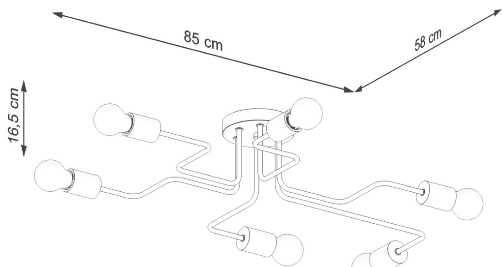 Stropní svítidlo Timbo 6, dřevěné tělo svítidla, w