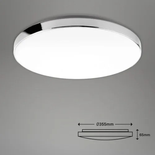Stropní LED svítidlo BRILONER průměr 35,5cm 18W IP44 bílé-chrom 3351216