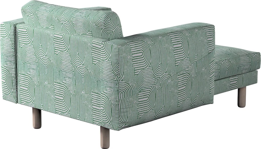 Potah na IKEA Norsborg šezlong s loketními opěrkami barva zelená látka pletený vzor, vzorované