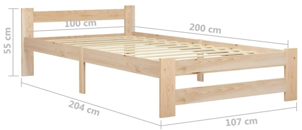 vidaXL Marketos Rám postele masivní borové dřevo 100 x 200 cm