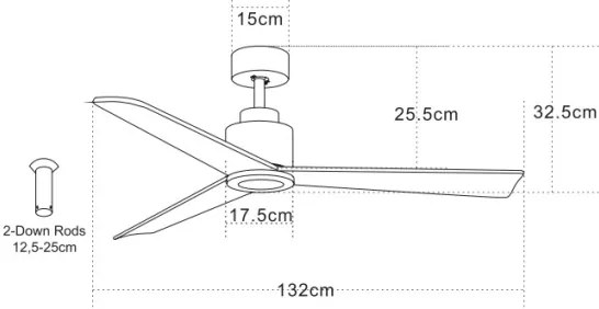 Zambelis 19136-B - Stropní ventilátor + dálkové ovládání