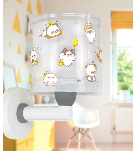 Dalber 41769E - Dětská nástěnná lampa KAWAII FRIENDS 1xE27/15W/230V šedá