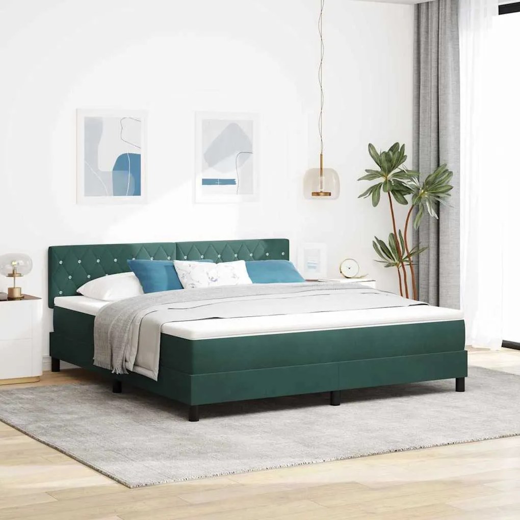 Postel s boxspringem s matrací Tmavě zelená 180 x 200 cm samet 3339125