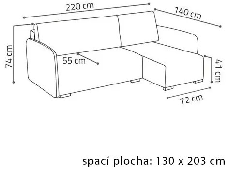 Sedací souprava COMA | 220x140 cm | PRAVÁ | rozkládací + úložný prostor | VÝBĚR TKANIN