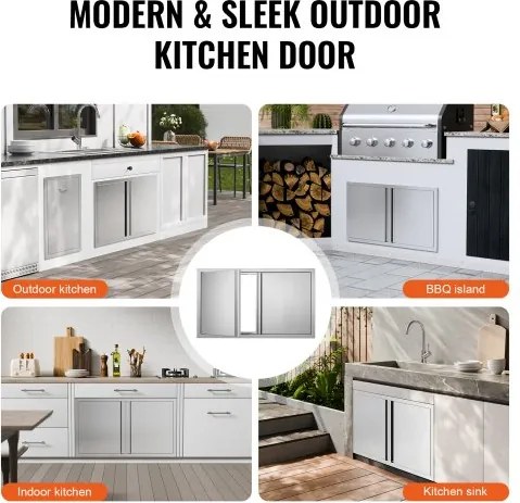 BBQ přístupová dvířka, 914 × 534 mm dvojitá venkovní kuchyňská dvířka – BH-011