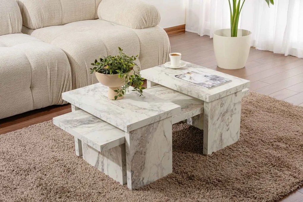 Designový konferenční stolek Xanthe 110 cm vzor mramor frézie