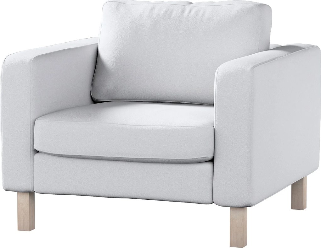 Potah na křeslo IKEA Karlstad, krátký barva bílá látka pletený vzor