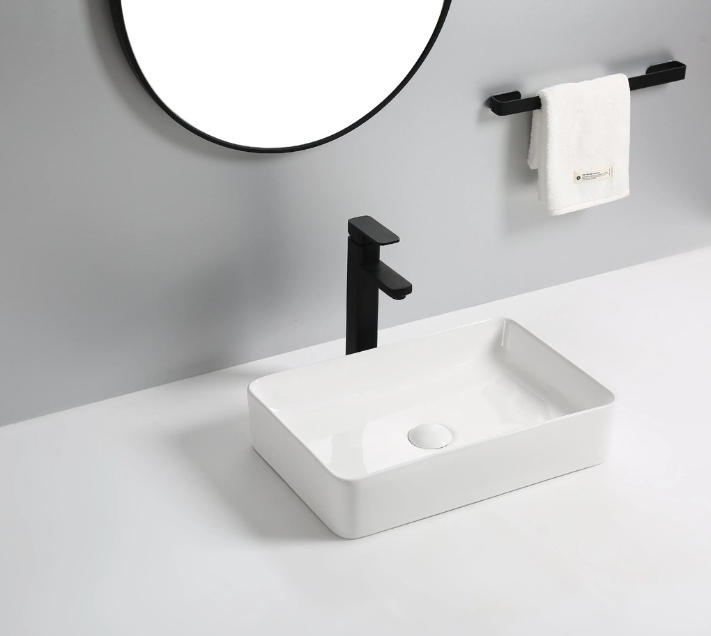 Erga Emiliana, umyvadlo na desku 500x335x110 mm, bílá lesklá, ERG-V03-9533-WH