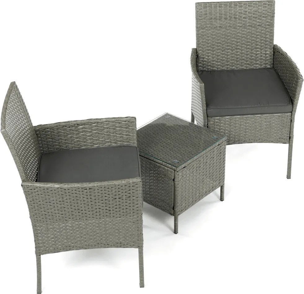 Zahradní set RELAXPOINT 1+2 - šedý polyratan / kovová konstrukce