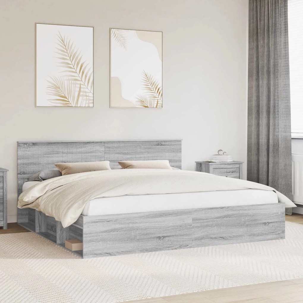 Rám postele Šedá Sonoma 200 x 200 cm Masivní borové dřevo 3410560
