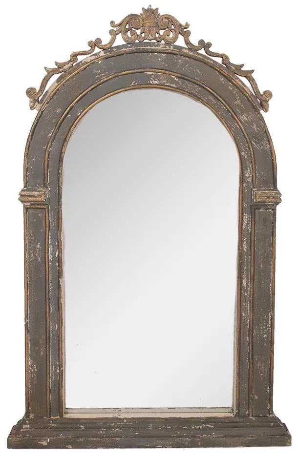 Šedé dřevěné nástěnné antik zrcadlo s patinou - 73*7*115 cm