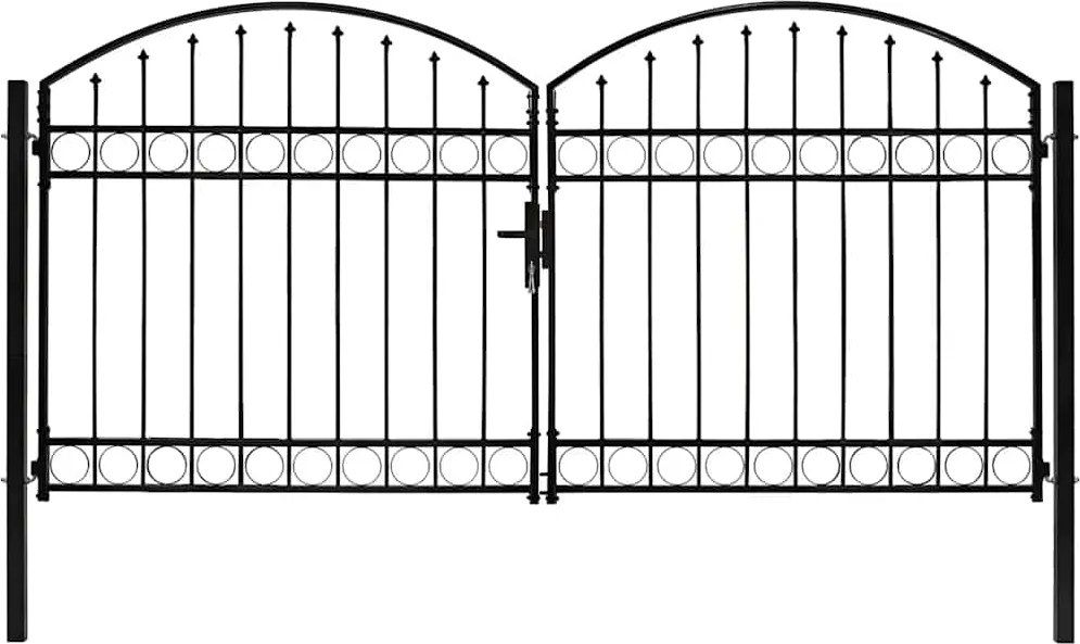 Plotová brána ASSEN dvoukřídlé dveře s klenutým vrškem ocelová 300 x 125 cm 143089