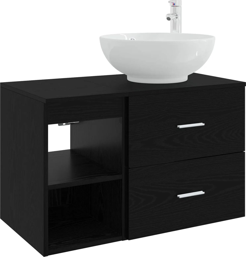 Sada koupelnového nábytku 2 ks Černý dub Kompozitní dřevo 3403913