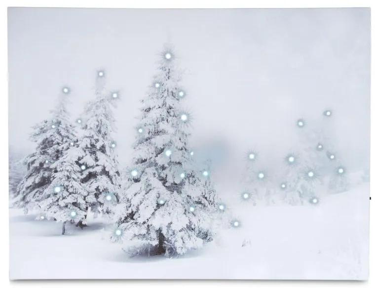 Nástěnná malba Zimní les - 40 LED,  30 x 40 cm