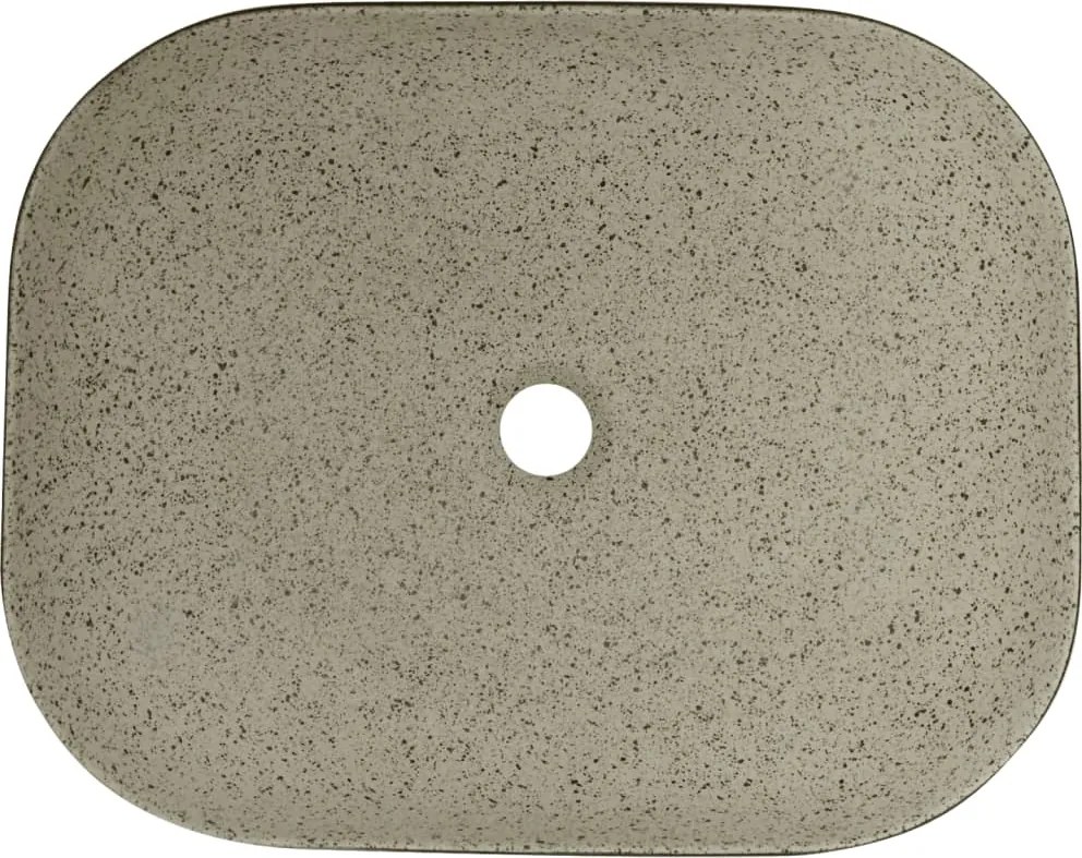 Umyvadlo na desku šedé a černé obdélník 48x37,5x13,5cm keramika 155098