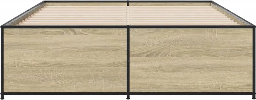 Rám postele dub sonoma 140 x 190 cm kompozitní dřevo a kov 3279898