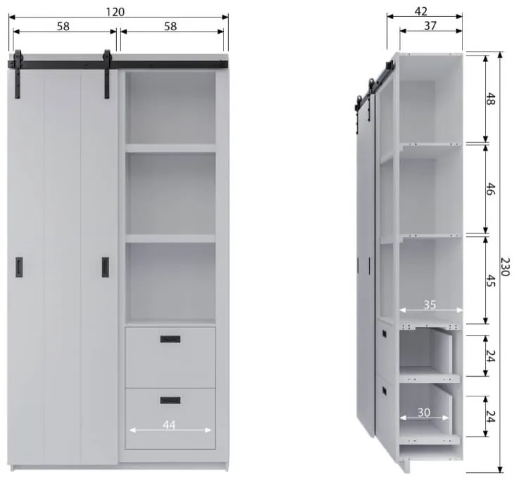 Skříň s posuvnými dveřmi slide barn bílá MUZZA