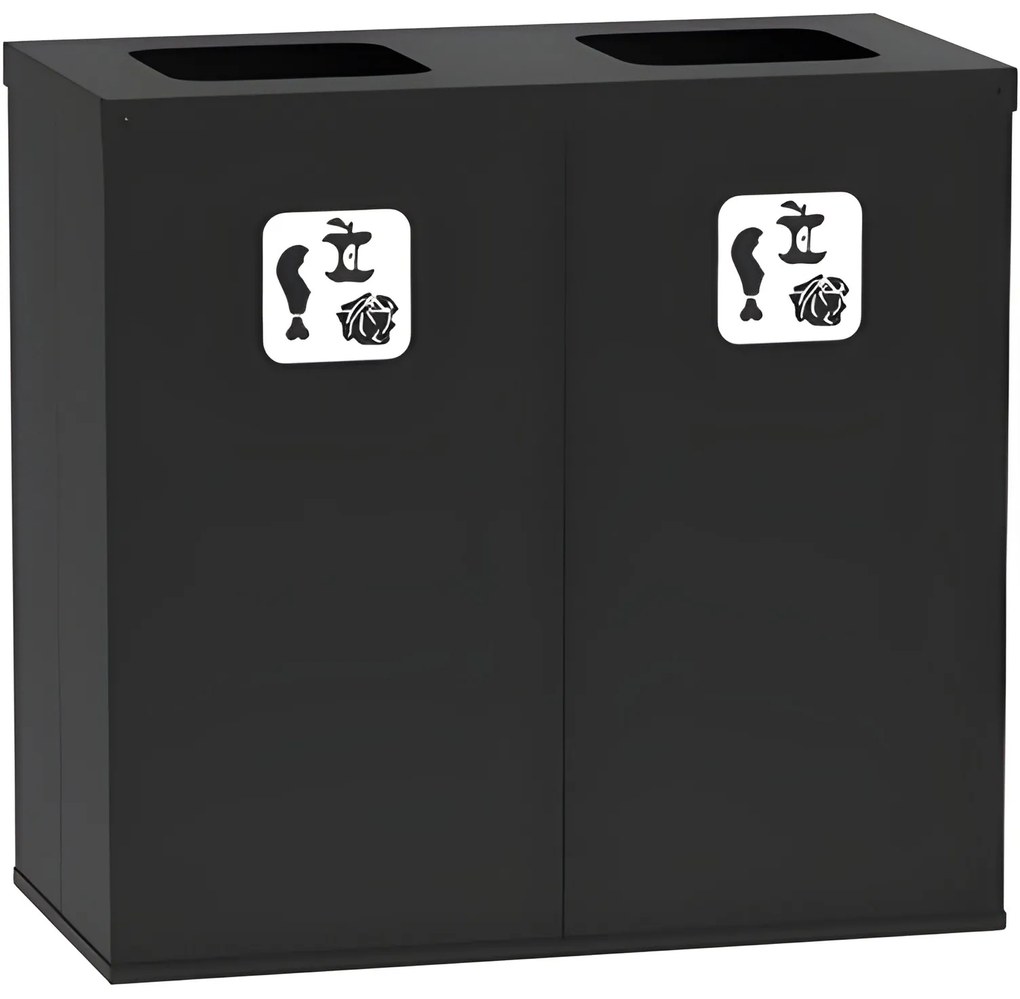 Koš na tříděný odpad 2x 50 L, úchyt na pytel, černý/černý
