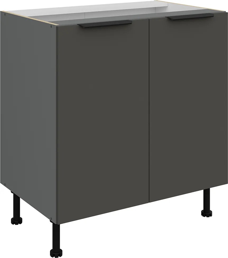 ARIA pi | dolní skříňka 80 D 2F policová | 80 cm | ANTI FINGERPRINT povrch | antracit/šedá grafit