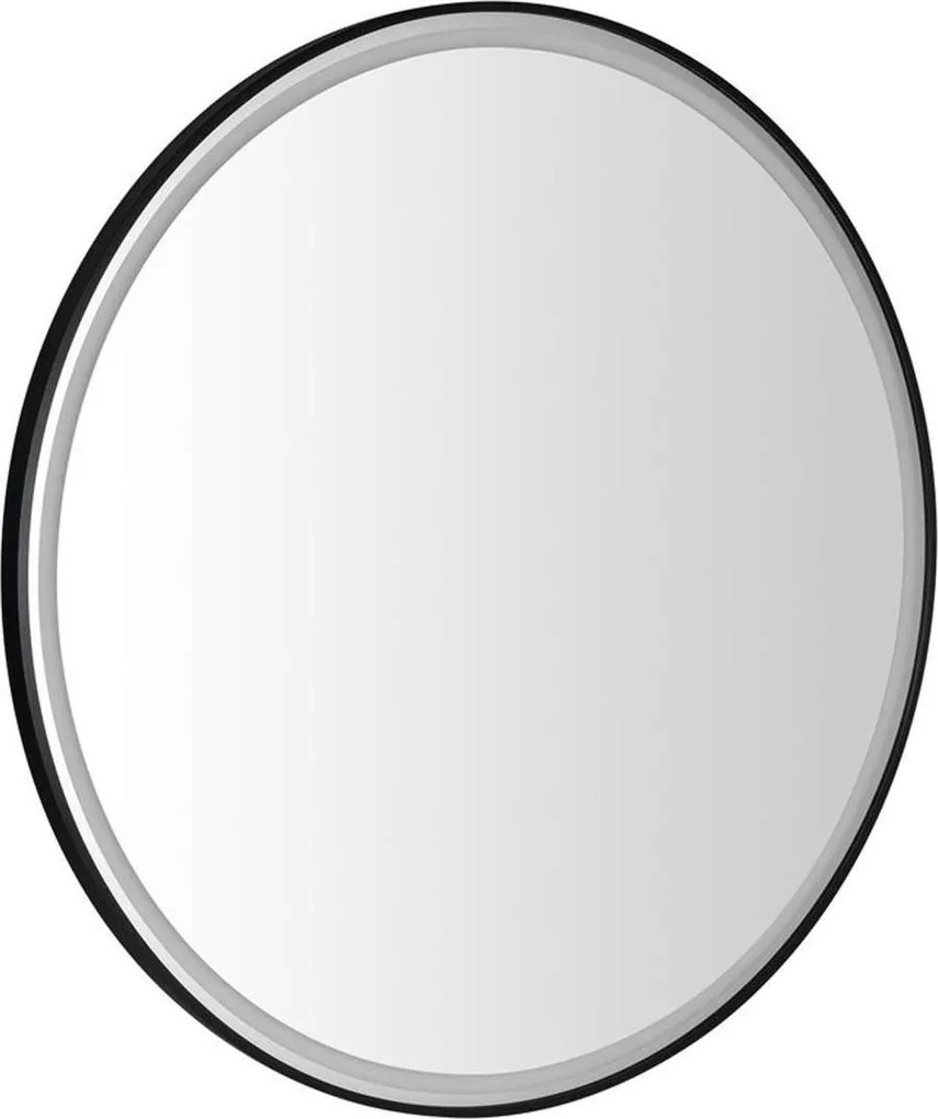 Sapho - Zrcadlo Kadris s LED osvětlením, průměr 80 cm, matná černá KD080