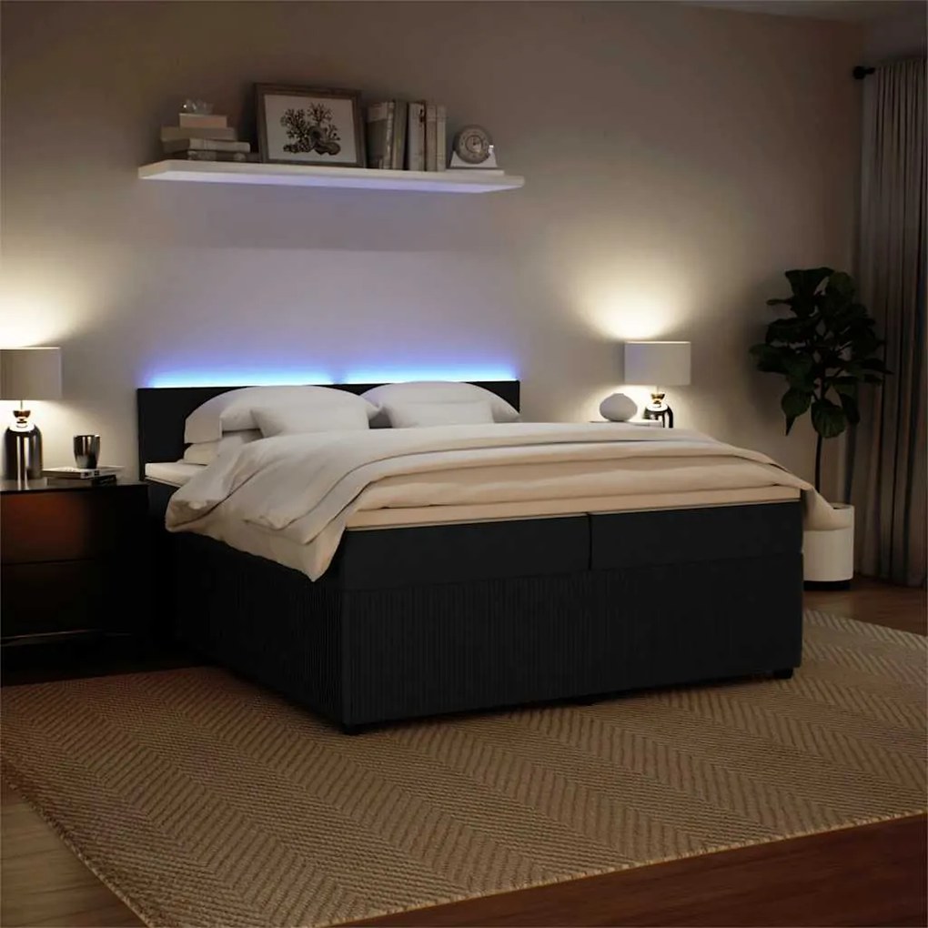 Box spring postel s matrací černá 200x200 cm samet 3290132
