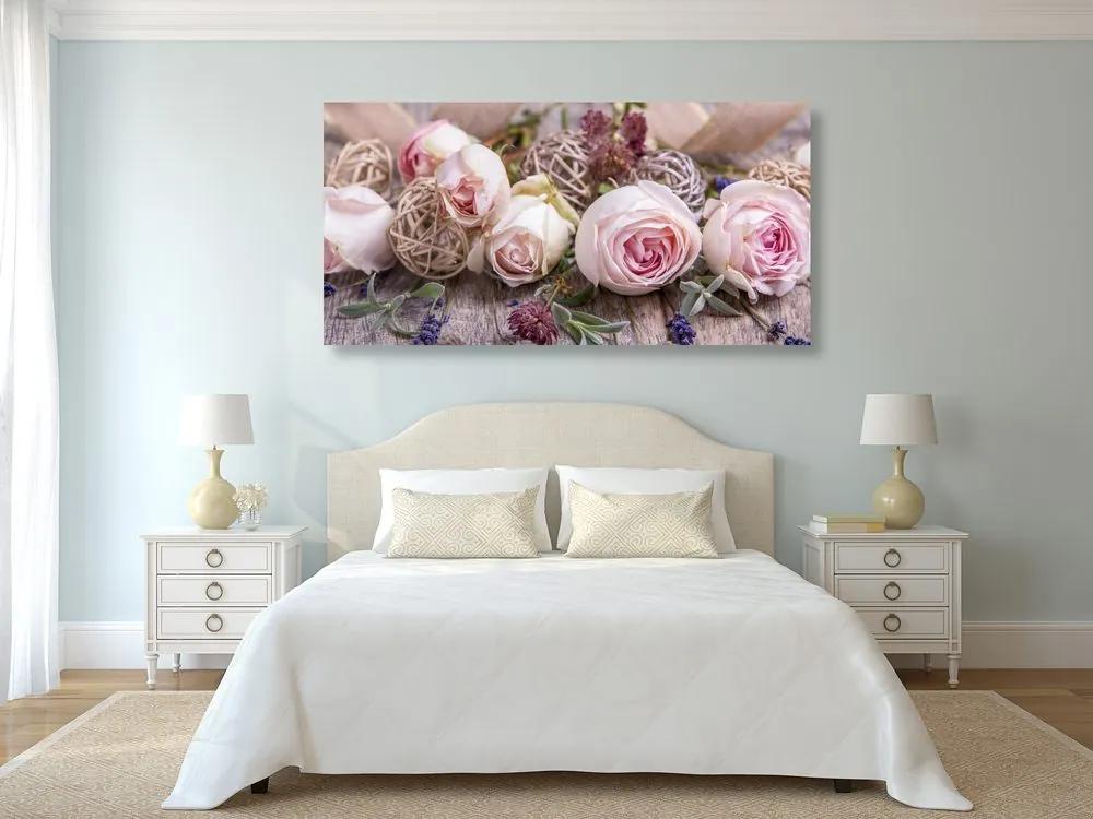 Obraz slavnostní květinová kompozice růží Varianta: 100x50