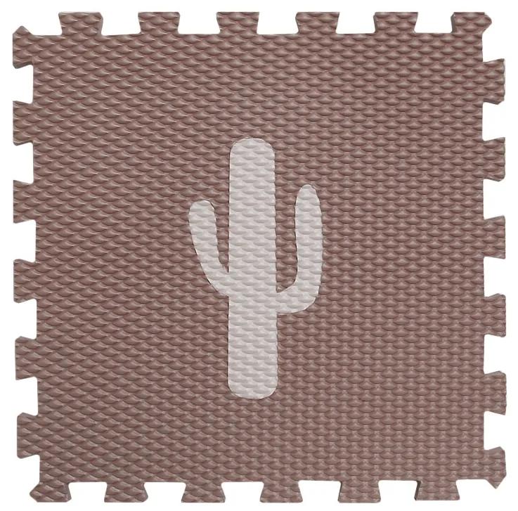 Vylen Pěnové podlahové puzzle Minideckfloor Kaktus Krémový s hnědým kaktusem 340 x 340 mm